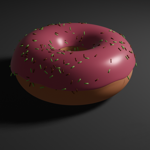3D file donut with pink glaze and green and brown sprinkles 🍔 ・Design ...