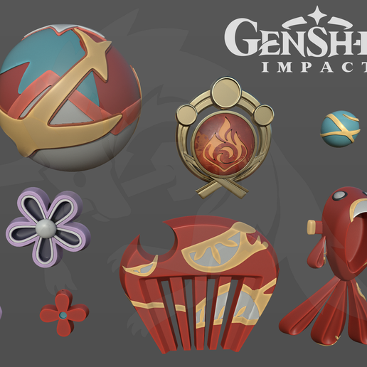 OBJ file Genshin Impact Yoimiya's cosplay accessories 3D model (full ...