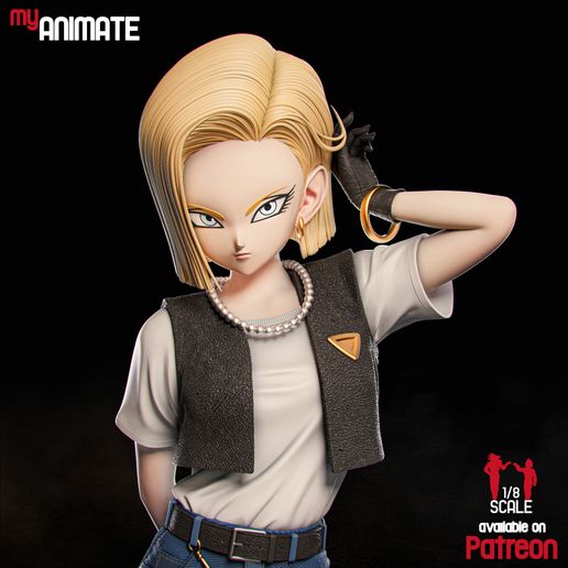 🤖 Android 18 (DragonBallZ) - 用于 3D 打印的 STL・文件用于 3D 三维打印・Cults