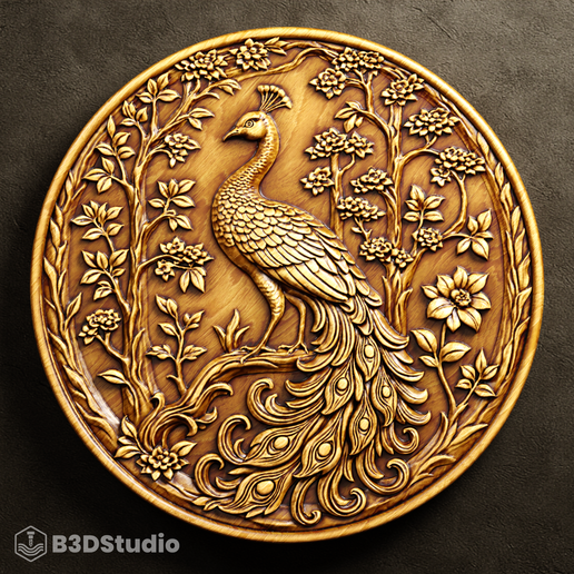 🦚 Relieve de pavo real para láser CNC e impresión 3D Archivo STL y TIF ...