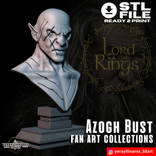 👤 Azog Bust from The Lord of the Rings・ STL File for ・Cults