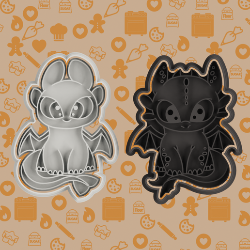 🍪 Light Fury and Toothless cookie cutter set of 2・ STL File for ・Cults