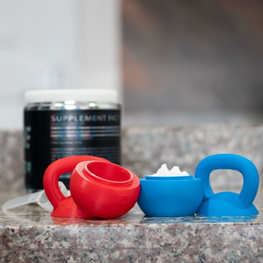 🧰 creatine container - KETTLEBELL Supplement holder・ STL File for ・Cults