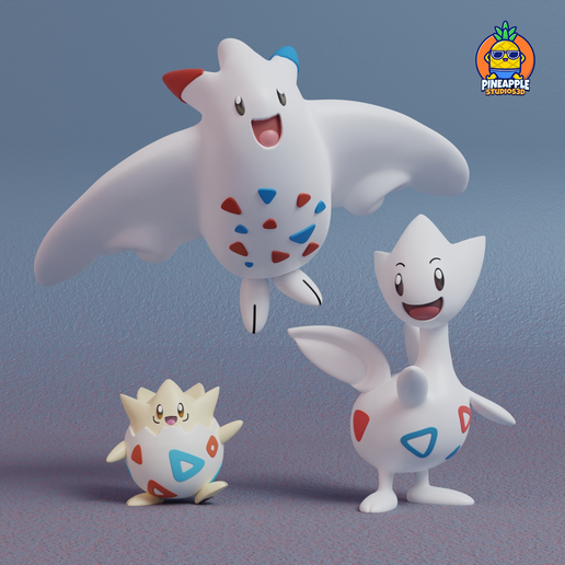 🐉 Pokemon - Togepi, Togetic and Togekiss with 2 poses・ STL File for 3D ...