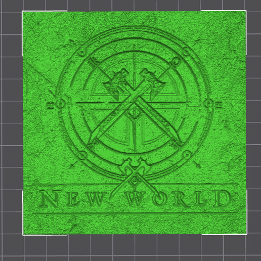 🆕 New World logo with rock-effect engraving・ STL File for 3D printing・Cults