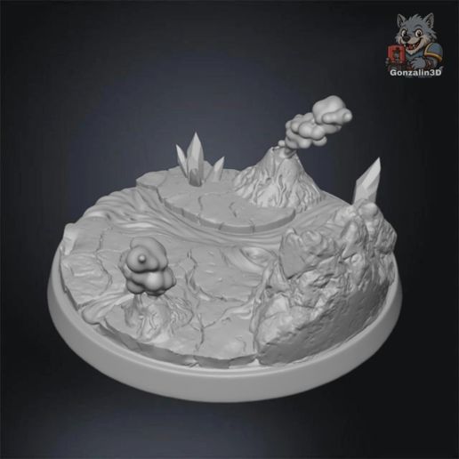 🌋 Volcanic Base - Volcanic scenery base Version 2・Free STL File for 3D ...