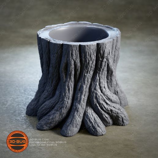🌳 Tree Stump Pen Holder・ STL File for 3D printing・Cults