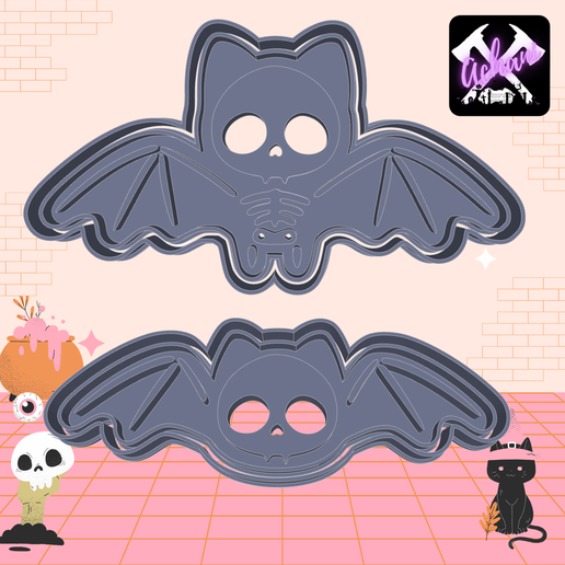 🎃 Cortadores de Galleta Esqueletos de Murcielagos (Halloween)・Fichier ...