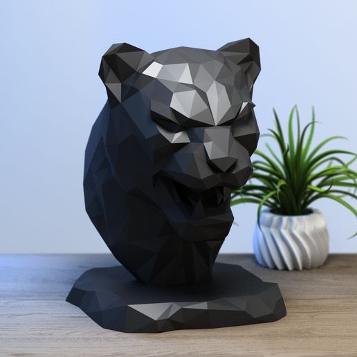 🦁 Lion low-poly head Headphone Stand, Cyborg Headset Stand, Perfect ...