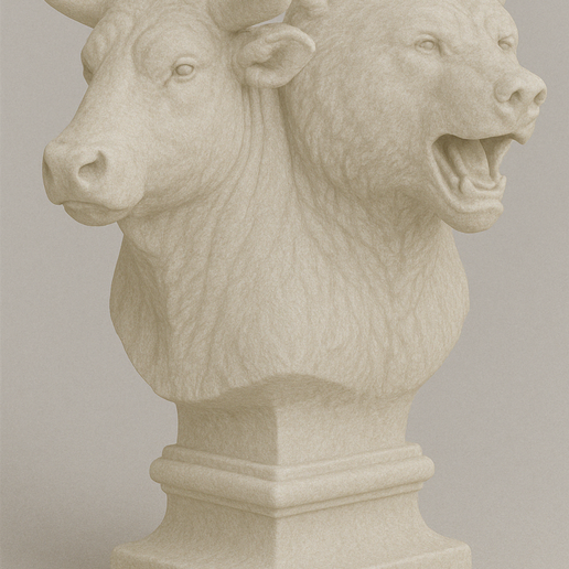 🐂 Two Head Bull And Bear Bust・ STL File for 3D printing・Cults