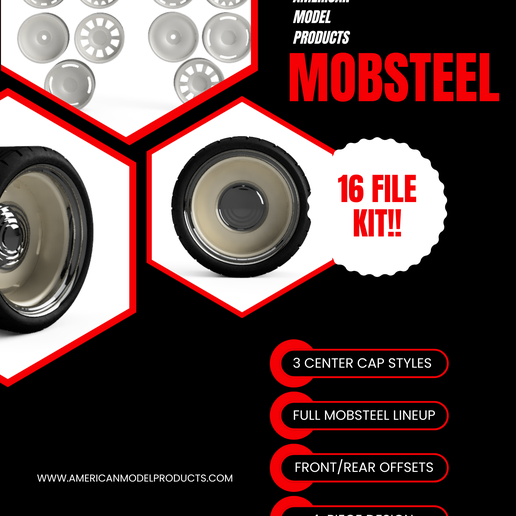 🛞 1:24 Scale Full Mobsteel Wheel Set・ 3D File for 3D printing・Cults