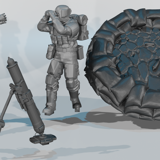 3D file Mortar Squad unit - Astra Militarum - Cadian Regiment-type 3 🎲 ...