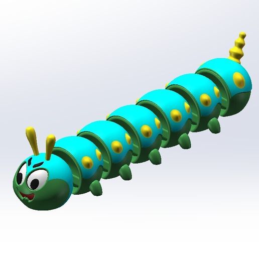 🐛 Cute Flexi Caterpillar・ STL File for 3D printing・Cults