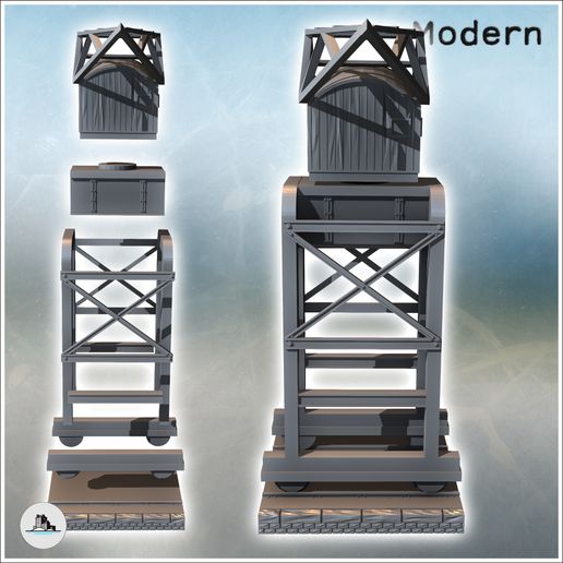 🏗️ Port industrial crane for rail loading with control cabin at the top ...
