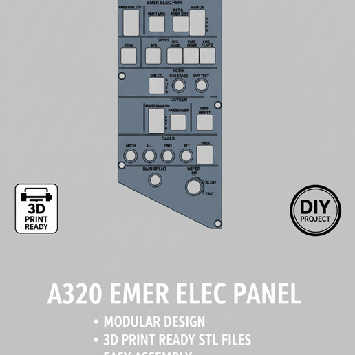 ️ Airbus A320 Emer Elec Panel・ 3D File for 3D printing・Cults