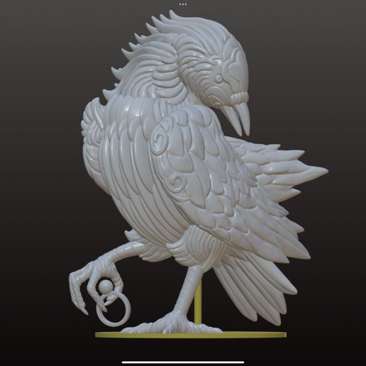 STL file Fae Raven Bookshelf Decor - Stylized Raven Figurine with Ring ...