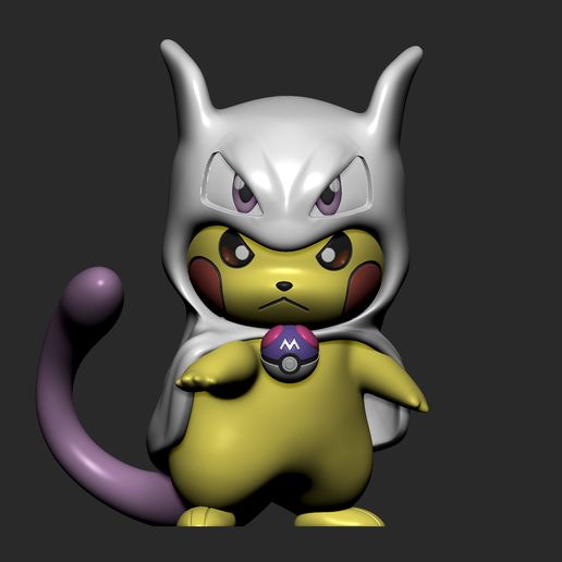 🐉 Pokemon - Pikachu Mewtwo Cosplay・Free STL File for ・Cults