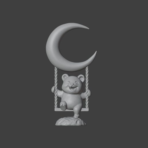 🐻 Cute Bear on Moon Swing – Adorable 3D Printable Figurine・ STL File ...