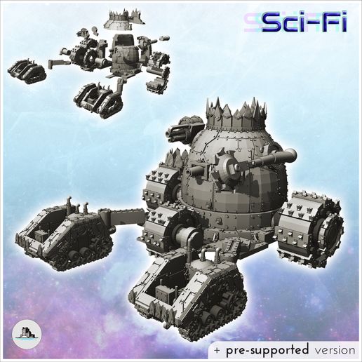 🪖 Ork heavy tank with main turret and dual front firing platforms (30 ...