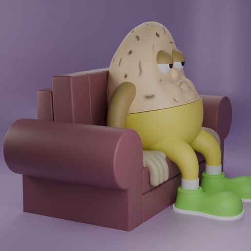 🛋️ Cartoon Couch Potato・Free STL File for 3D printing・Cults