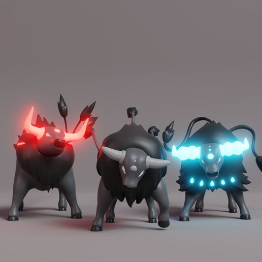 🐉 Pokemon - Paldean Tauros All Forms・ STL File for ・Cults