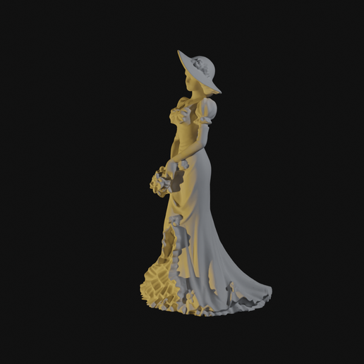 🎩 Bonnie pretty lady with flows and hat・ STL File for 3D printing・Cults