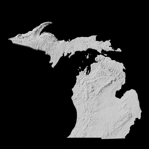 Archivo 3D USA State of Michigan Topographic Map - 3D Terrain Elevation ...