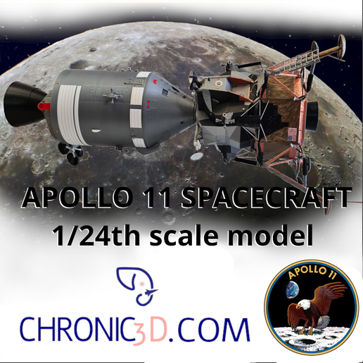 🛰 APOLLO 11 1/24th Pack 1: Stand・Free STL File for 3D printing・Cults