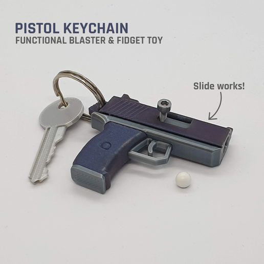 🔫 Pistol Keychain — Functional Blaster & Fidget Toy・Free STL File for ...