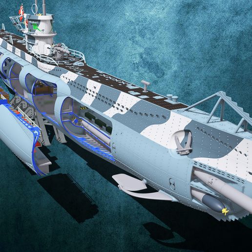 📻 Submarine Type VII-C Interior・ 3D File for 3D printing・Cults