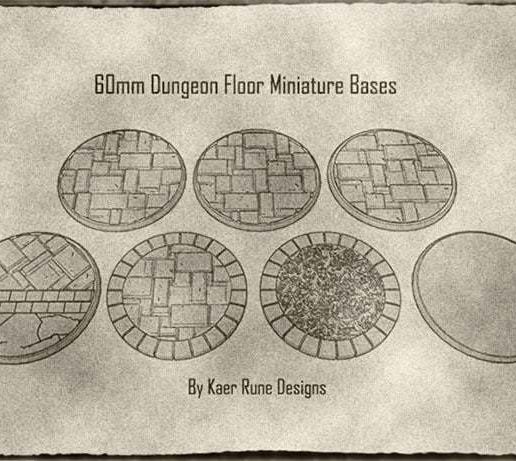 🎲 60mm Dungeon Floor Miniature Bases (x7) For Dungeons & Dragons and ...