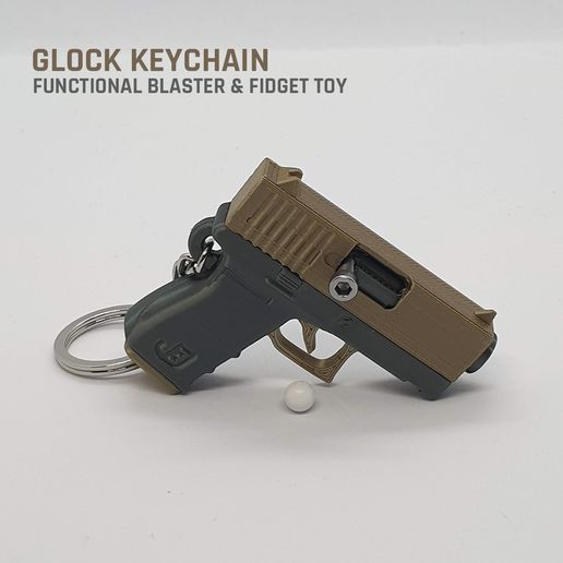 🔫 Glock Keychain — Functional Blaster Toy・ STL File for 3D printing・Cults