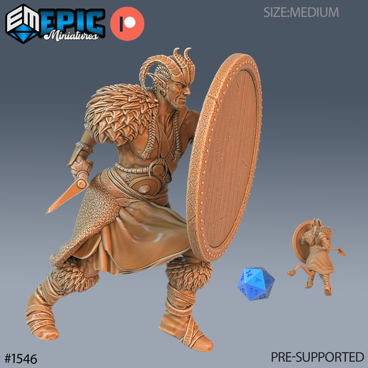 3D file Devil Folk Barbarian Defending ‧ DnD Miniature ‧ Tabletop ...