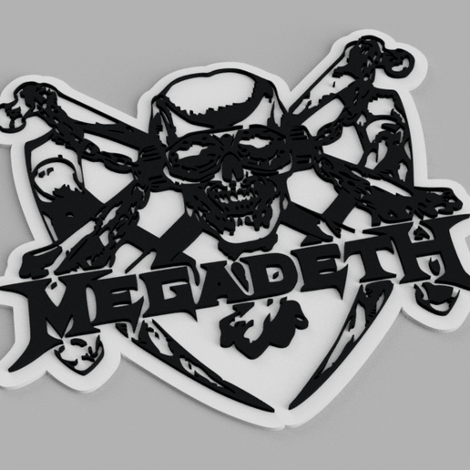 💀 Megadeth Logo Skull Skull Swords Wall Chart・Free STL File for 3D ...