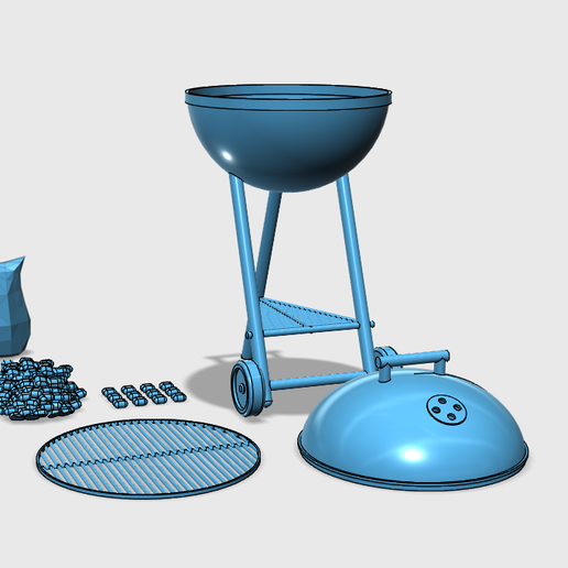 🏕️ Diorama BBQ Grill With Charcoal・ 3D File for 3D printing・Cults