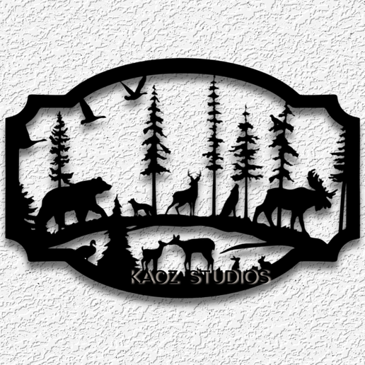 STL file forest wall art deer wall decor wildlife decoration 🎨 ・3D ...