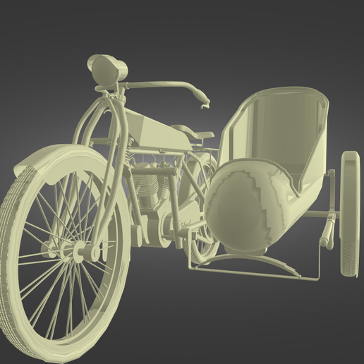 🏍️ 1914 Hazlewood with sidecar・ STL File for ・Cults