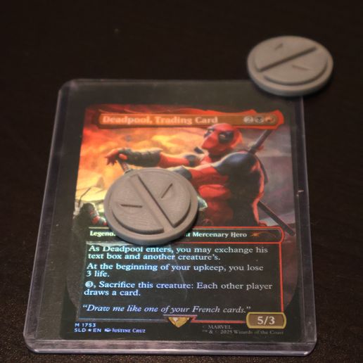 🪄 Deadpool, Trading Card Token (Updated)・ STL File for 3D printing・Cults