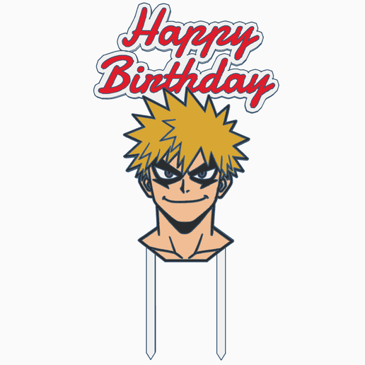 🎂 Katsuki Bakugo Happy Birthday Cake Topper (Décoration pour gâteau d ...