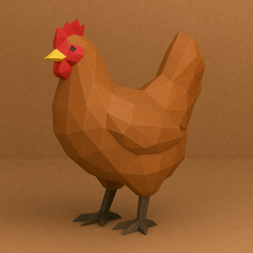 🐔 Low Poly Chicken 3D Model – STL File for 3D Printing・ STL File for 3D printing・Cults