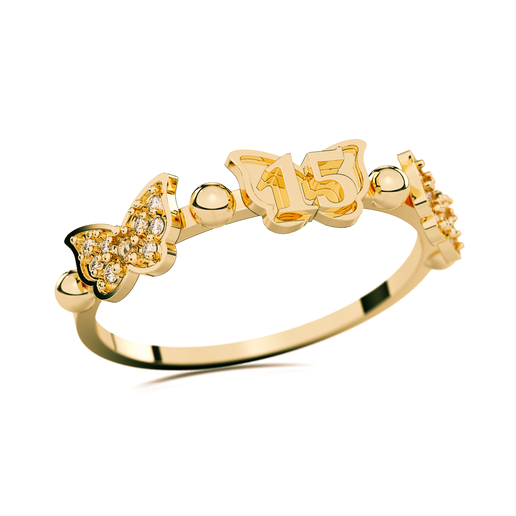 💍 Ring XV 15 years ring butterflies with diamonds・ STL File for 3D ...