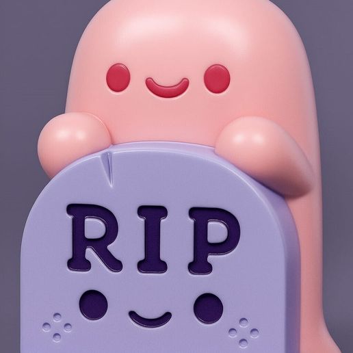 👻 Kawaii Ghost with Tombstone - 3D Printable Cute Figure・ STL File for ...