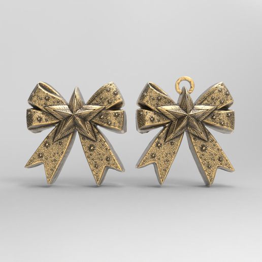 STL file christmas star ribbon bow decor 🎄 (OBJ)・3D printing model to ...