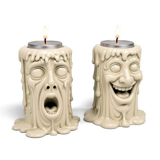 🏠 Candles with face・ STL File for 3D printing・Cults