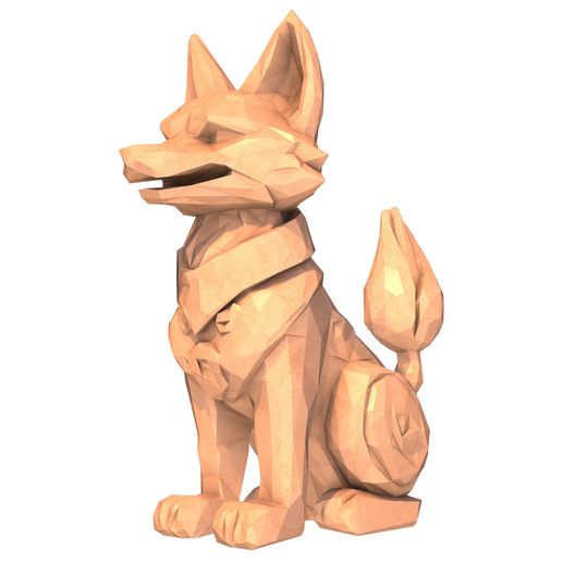 🎨 Japanese stone kitsune totem low poly・ STL File for 3D printing・Cults