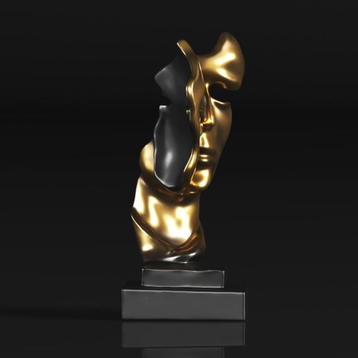 😘 Wiome Kissing Couple Human Face Sculpture Resin Golden Statue ...