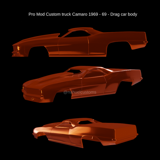 🚚 Pro Mod Custom truck Camaro 1969 - 69 - Drag car body・ STL File for ...