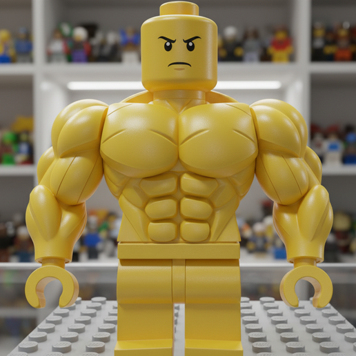 🧱 LEGO-Style Muscular Minifigure - Bodybuilder Brick Man 3D Print (Fan ...