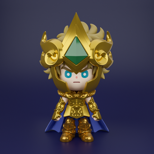 OBJ file Chibit 104 : Gold Saint Leo Aiolia (Saint Seiya) ♌ ・3D printer ...
