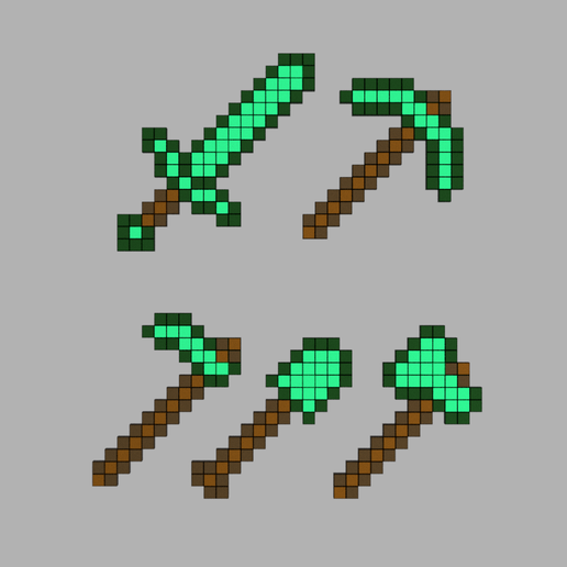 STL file Minecraft Weapons and Tools 🔫 (3MF)・Template to download and ...